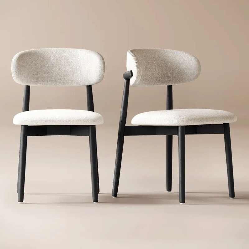 Jual Kursi Makan Estetik | Dining Table Ursula Black Cotton Linon Kayu ...