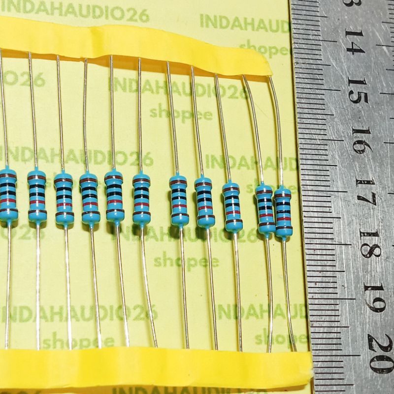 Jual taiwan 10K 1/2W 1% metal film kaki tebal tembaga resistor 10 kilo ...