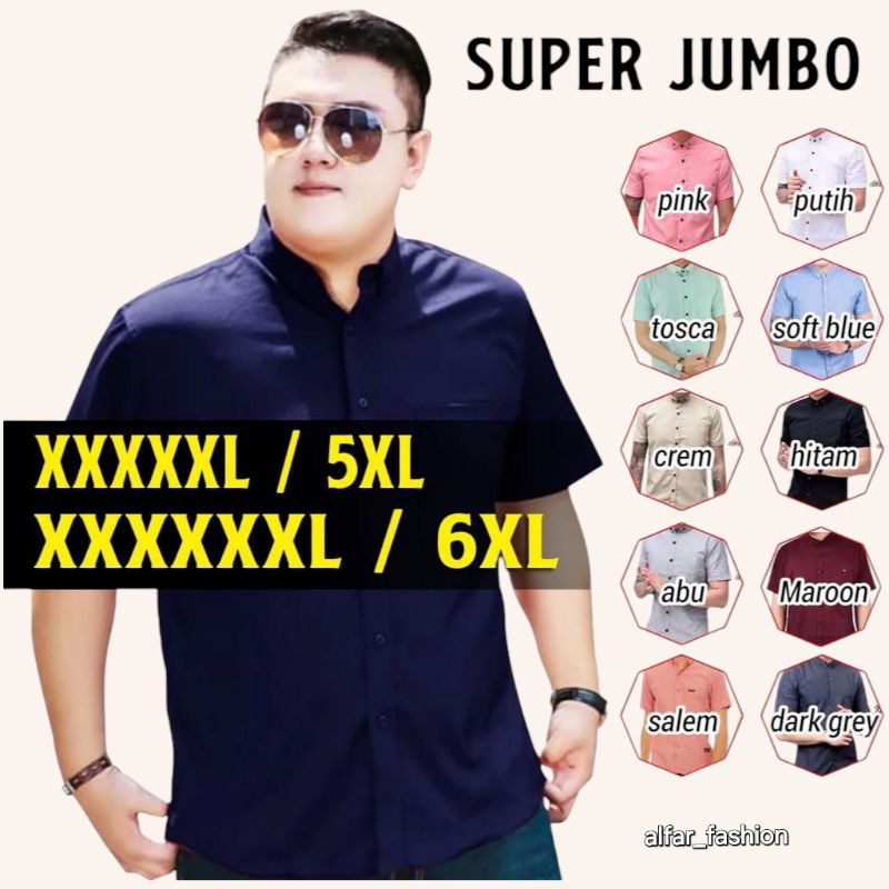 Jual (BIG SIZE JUMBO) KEMEJA POLOS PRIA JUMBO PREMIUM LENGAN PENDEK | Shopee Indonesia