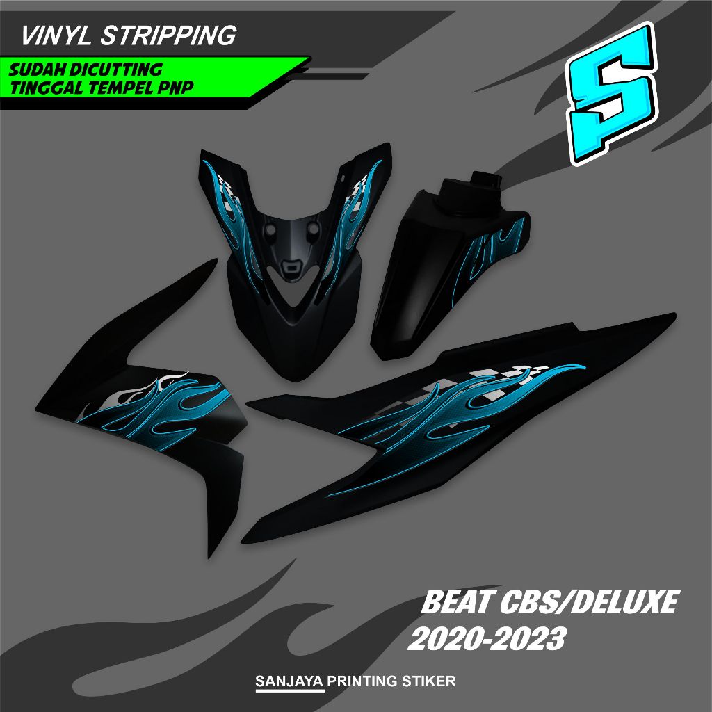 Jual STRIPPING SIMPEL HONDA BEAT DELUXE BEAT STREET API LIVERY SS BIRU ...