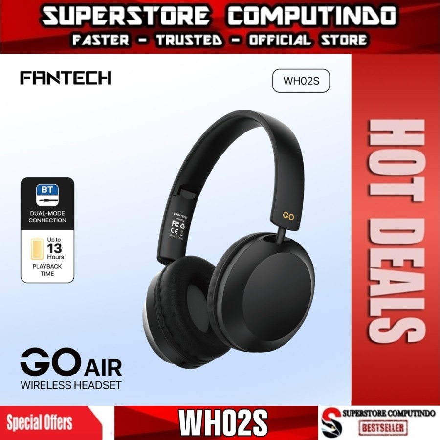 Jual Fantech Headphone Bluetooth Headset Wireless GO AIR WH02S Dual ...