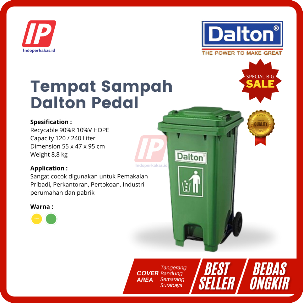 Jual Tempat Sampah 120 Liter Dalton Plastik HDPE (Pedal) | Shopee Indonesia