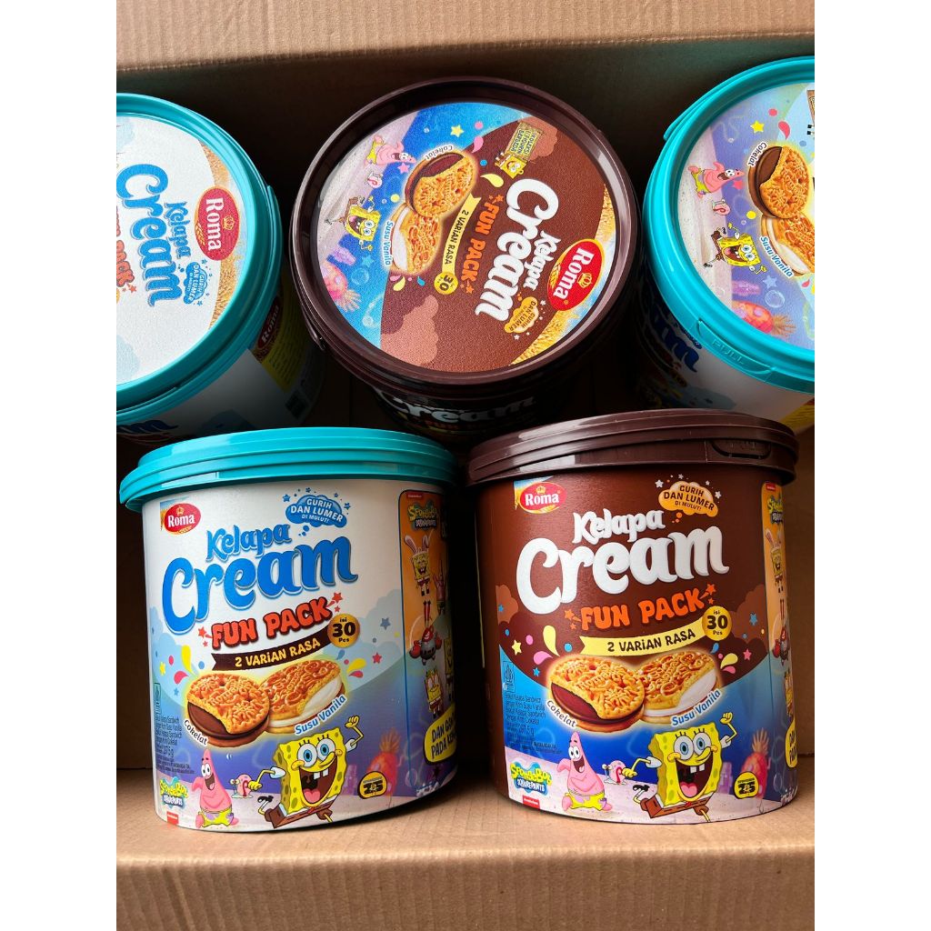 Jual Biskuit Roma Kelapa Cream Fun Pack 300gr 2 Rasa 1 Dus Isi 6 Jar ...