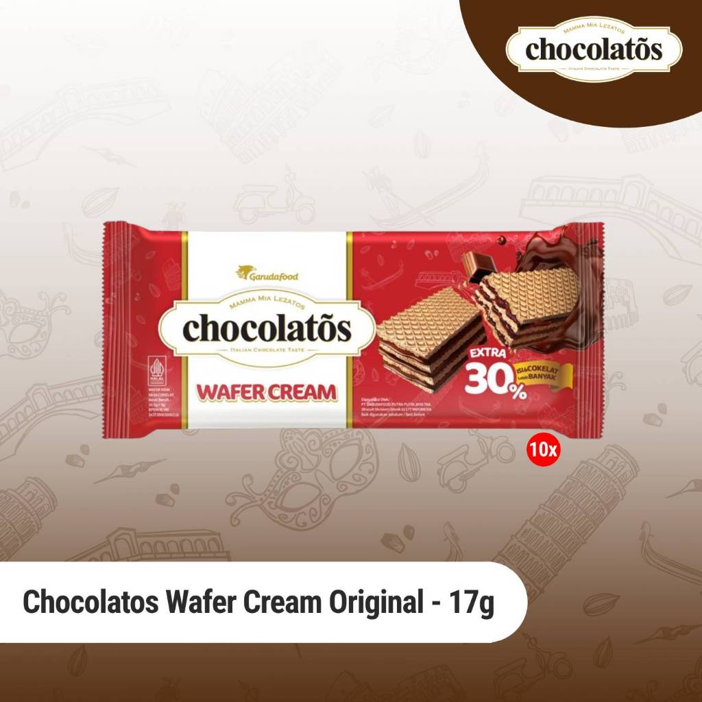 Jual Chocolatos Wafer Cream Original 17gr x 10 | Shopee Indonesia