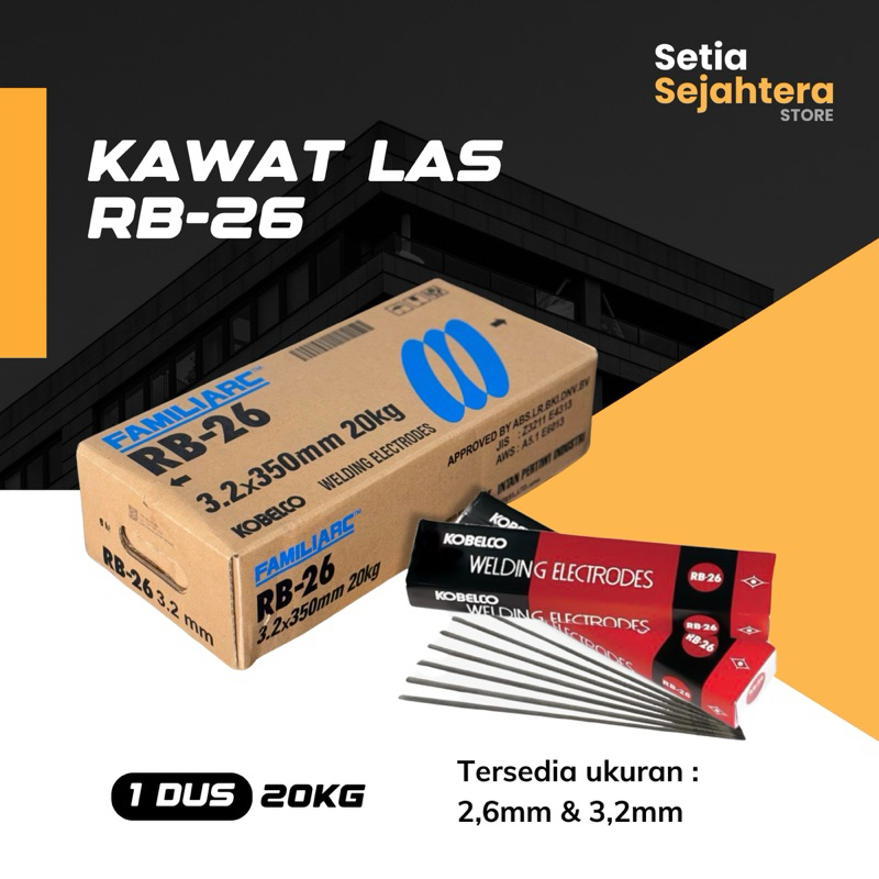 Jual KOBELCO Kawat Las RB-26 2,6MM / 3,2MM - 1 dus 20 kg | Shopee Indonesia