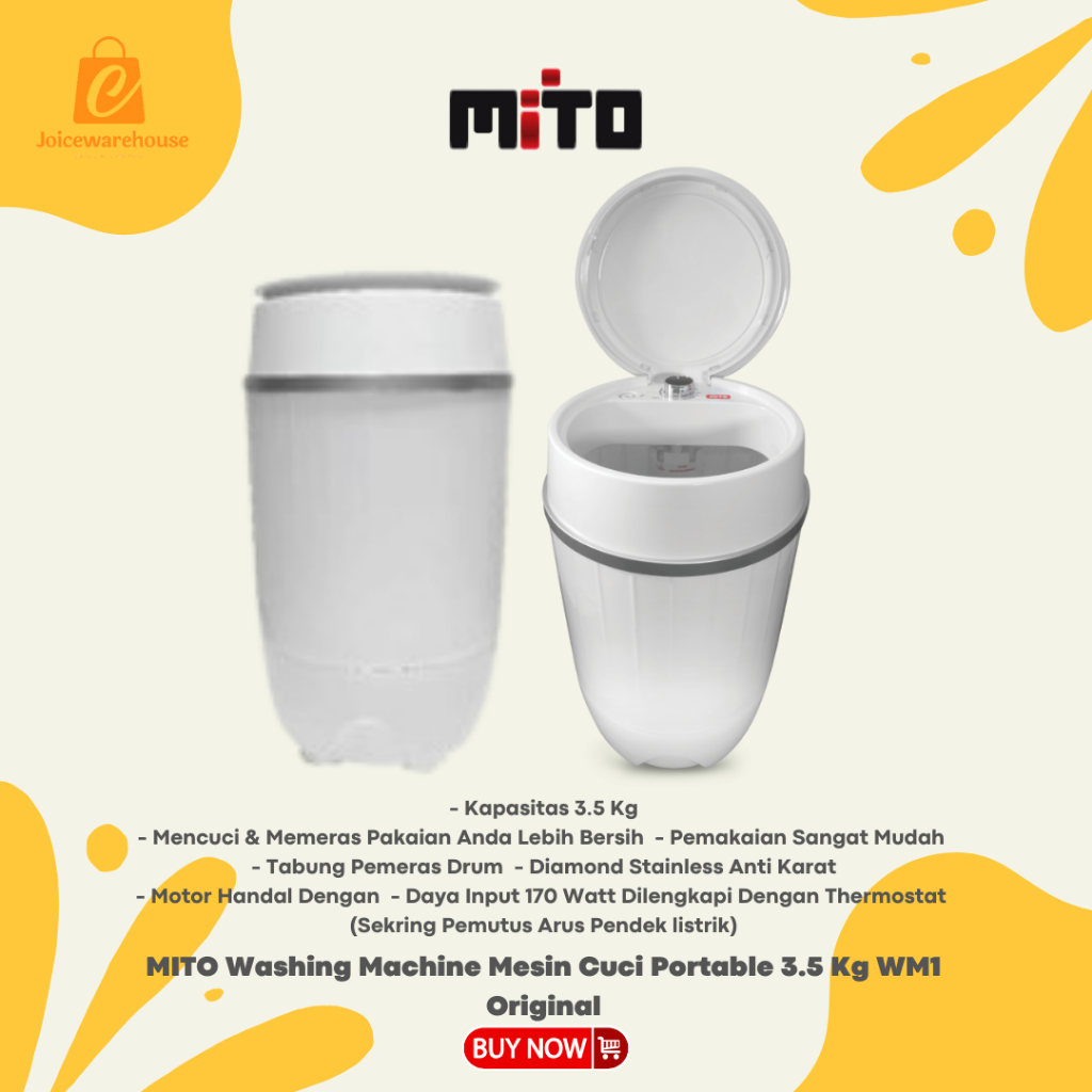 Jual MITO Washing Machine Mesin Cuci Portable 3.5 Kg WM1 Original ...