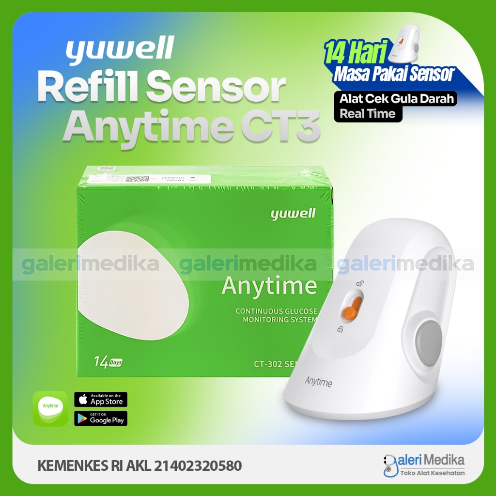 Jual Refill Sensor Yuwell Anytime CT3 Alat Cek Gula Darah 14 Hari Glukometer Refill | Shopee ...