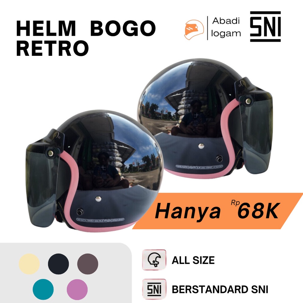 Jual KODE X66D Helm Bogo Dewasa Polos Pastel SNI HDS Half Face Motor ...