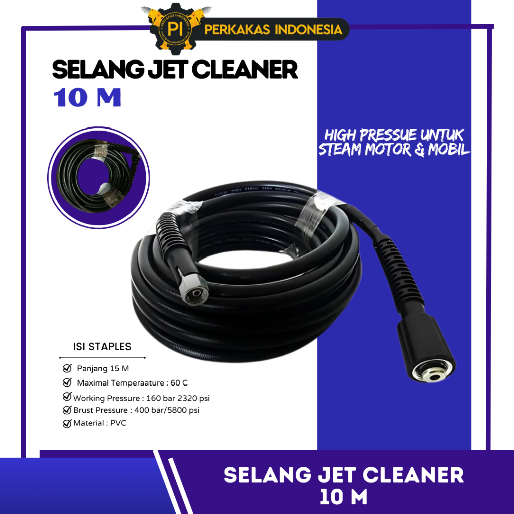 Jual Selang Jet Cleaner 10 Meter Tekanan Tinggi 10 M Slang Mesin Steam ...