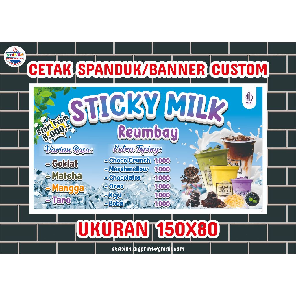 Jual spanduk sticky milk viral custom ukuran150x80 | Shopee Indonesia