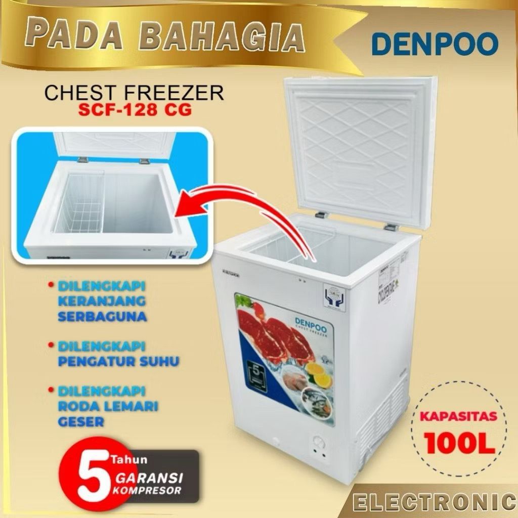 Jual Chest Freezer Box 100 Liter Denpoo SCF 128 CG Food Frozen | Shopee ...