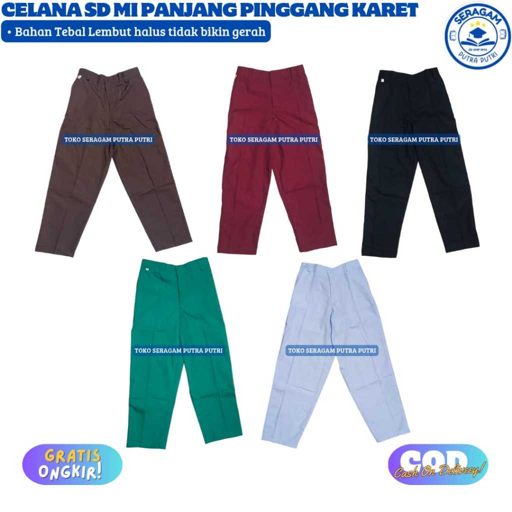 Jual CELANA PANJANG Sekolah SD Laki SD Seragam Sekolah SD MI Warna MERAH PUTIH HITAM COKLAT ...