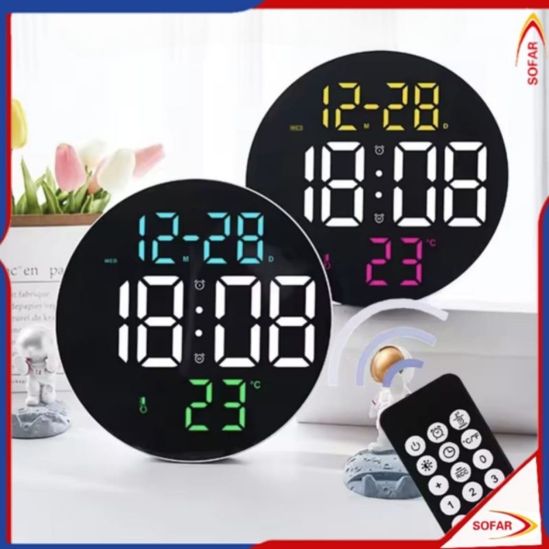 Jual Jam Dinding Digital LED Besar 9Inch Alarm Free Remote Control ...