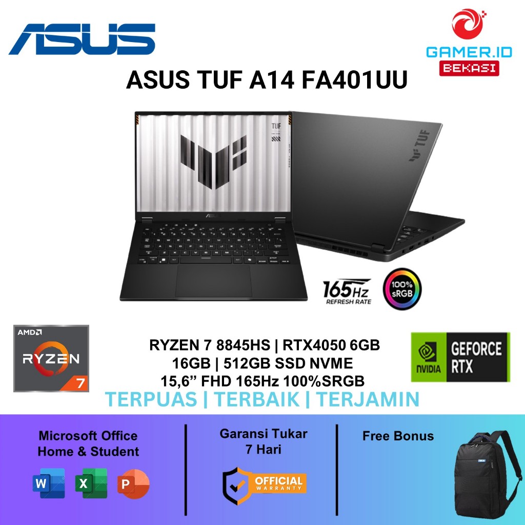 Jual ASUS TUF A14 FA401UU RYZEN 7 8845HS RTX4050 6GB/ 16GB 512GB W11 ...