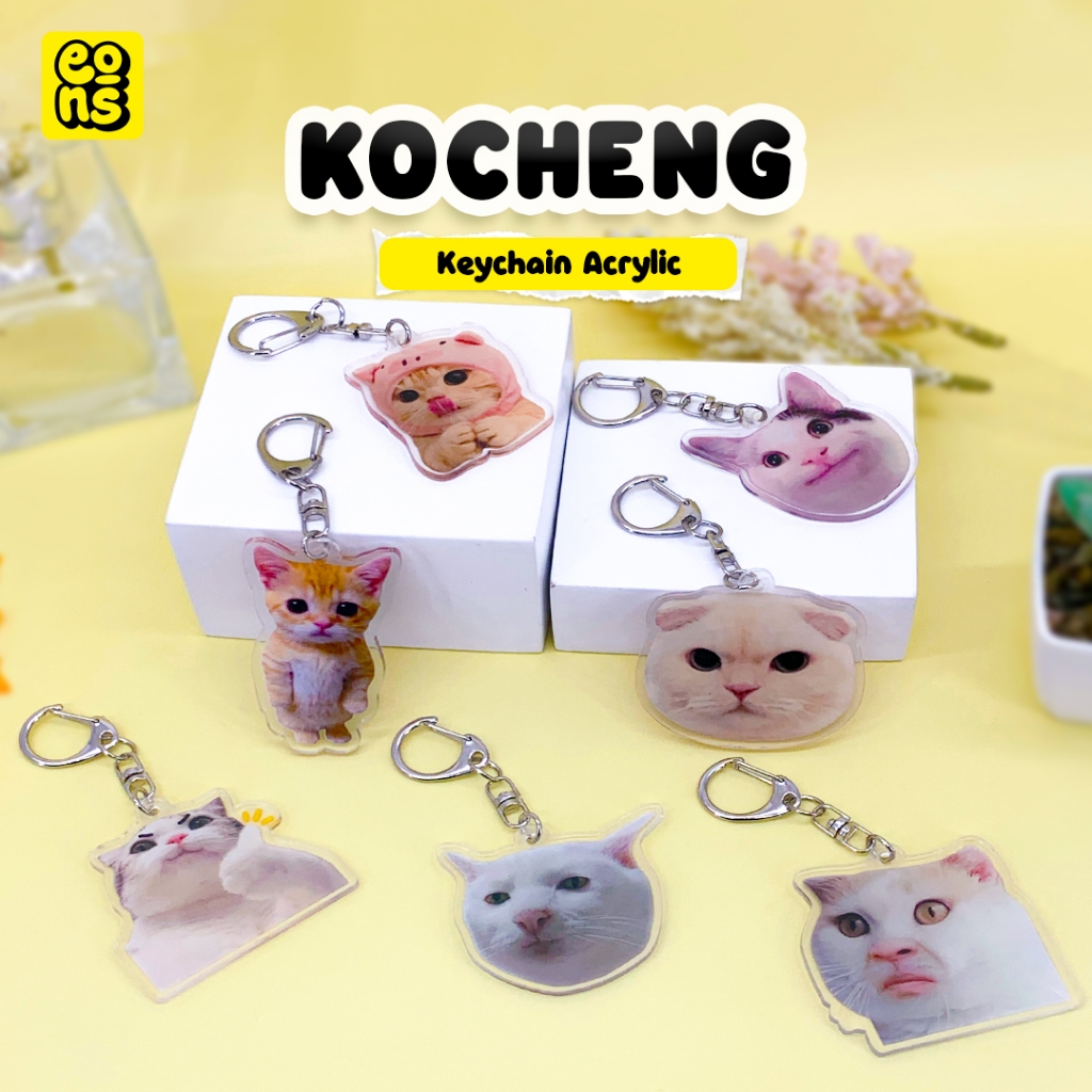 Jual Gantungan Kunci KUCING MEME / Keychain Acrylic Kucing Lucu Desain ...