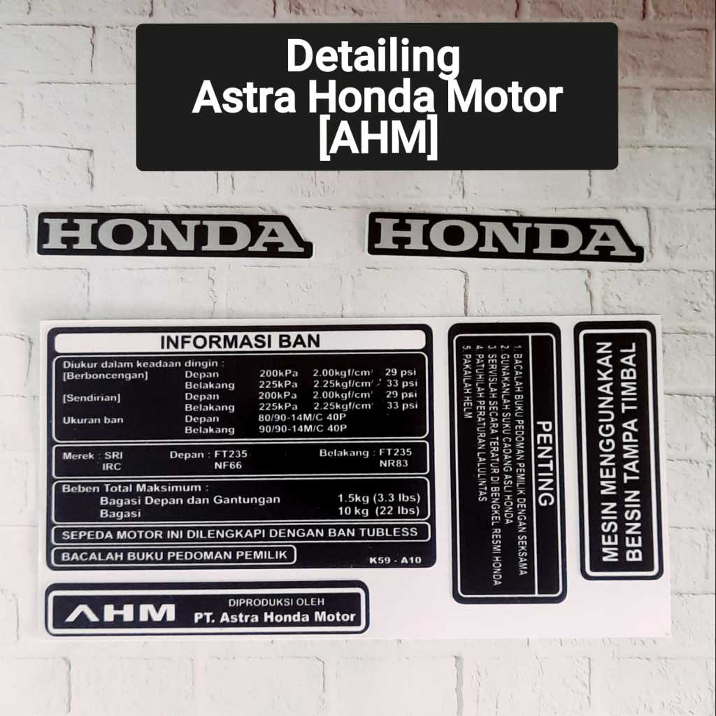 Jual STIKER DETAILING AHM PENTING INFO BAN ASTRA HONDA MOTOR | Shopee ...