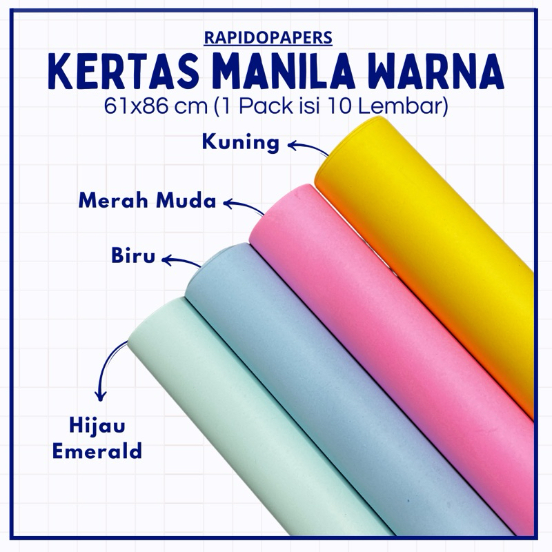Jual Kertas Manila Warna [10 Lembar, 61x86 cm, 150 gr] Kertas BC Warna ...