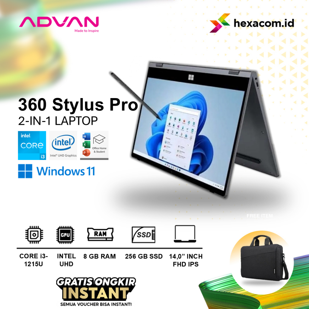 Jual Laptop ADVAN 360 Stylus Pro i3-1215U 8GB 256GB SSD 14'' Touch 2in1 ...