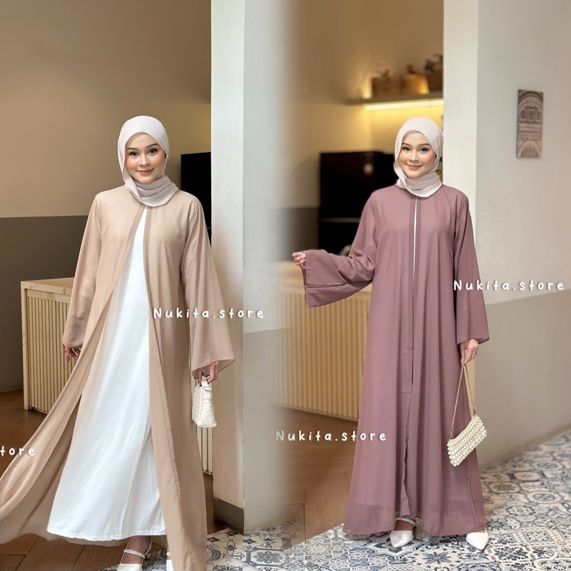 Jual Arwa outer abaya ceruty polos premium/gamis ceruty | Shopee Indonesia