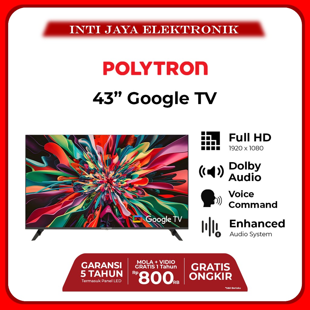 Jual TV POLYTRON 43 INCH GOOGLE TV - ANDROID TV POLYTRON 43INCH 43RG9059 GARANSI RESMI 43RG 9059 ...