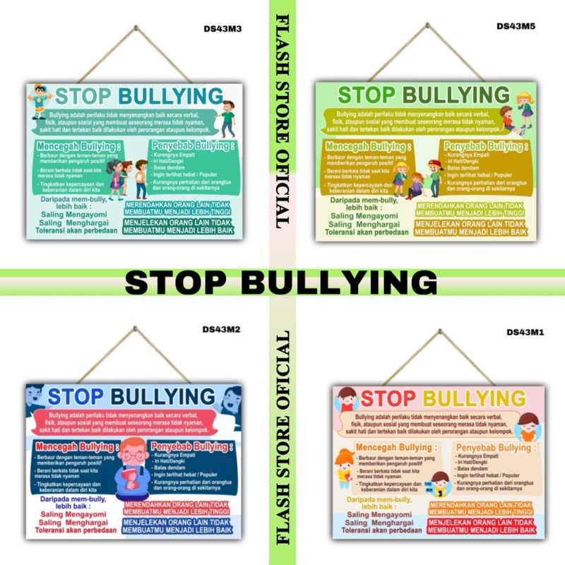 Jual Hiasan dinding Poster STOP BULLYING Gantungan dinding edukasi sekolah anak pajangan dinding ...