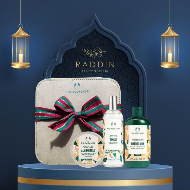 Jual The Body Shop Almond Milk Vanilla Gift Set Hampers Large | Shopee ...