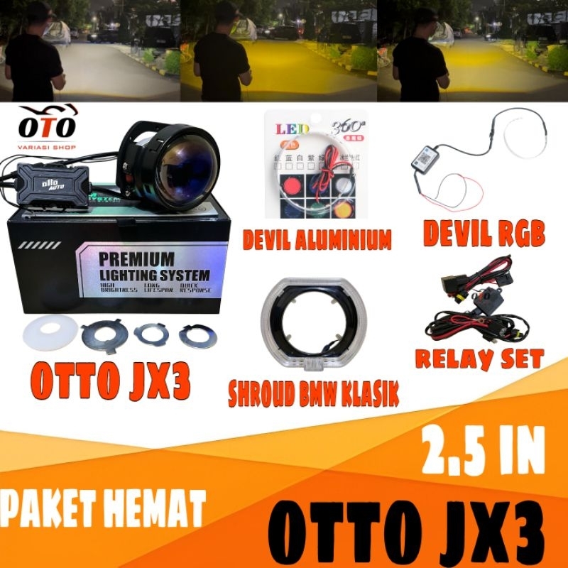 Jual PAKET BUNDLING OTTO JX3 2,5 IN ALL WEATHER LED PROJECTOR BLUELENS ...