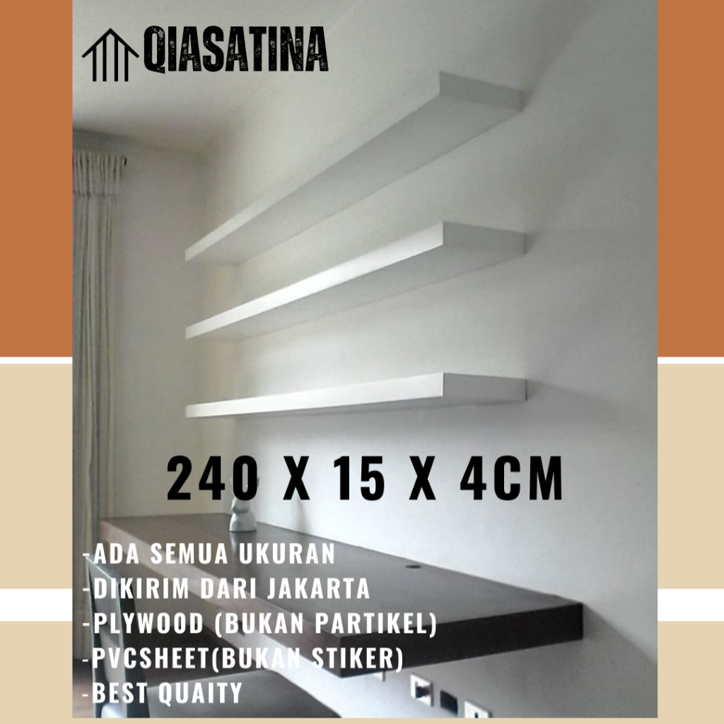 Jual Rak Ambalan Dinding Tempel 240/ 200 / 150/120/ 100 / 80 X 15 x 4 ...