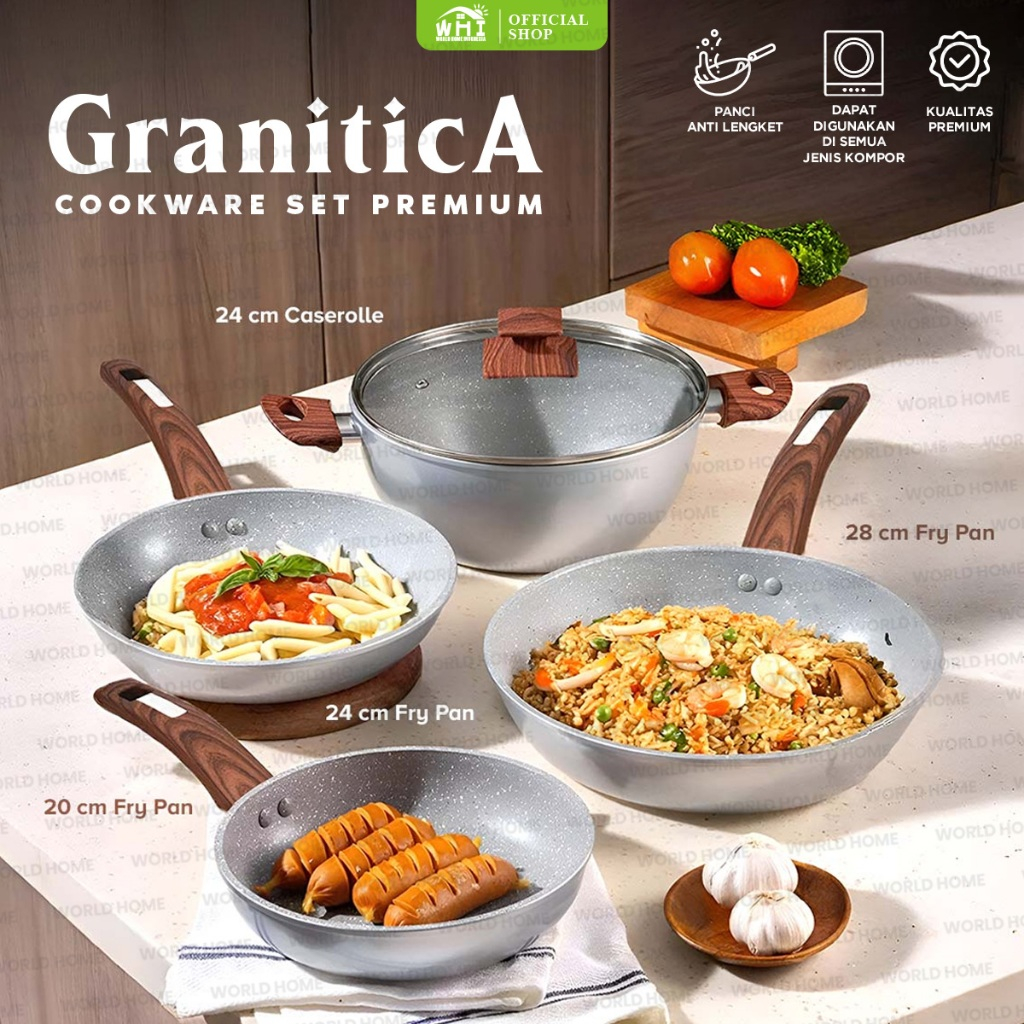 Jual World Home Granitica Cookware Set Premium Dengan Granite Coating ...