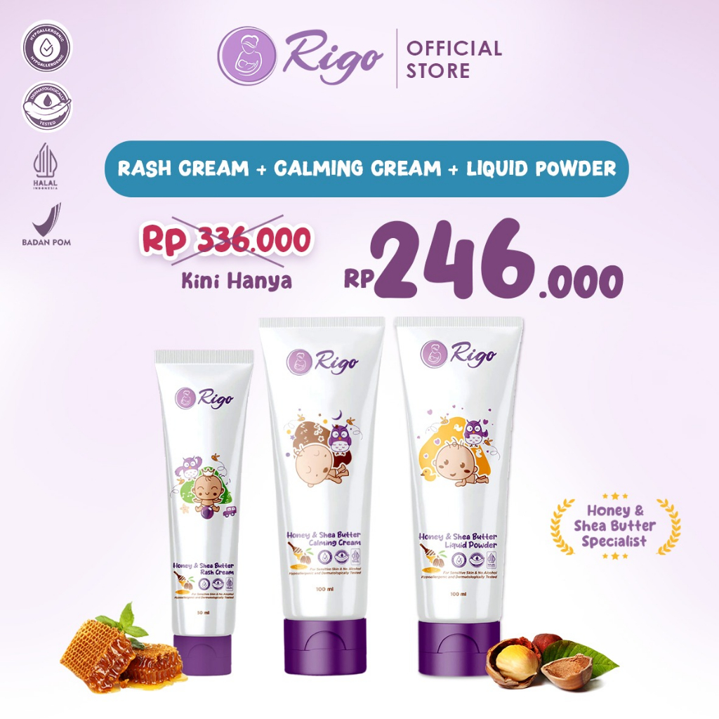 Jual Rigo Bundling Rash Cream 50ml+Calming Cream 100ml+Liquid powder ...