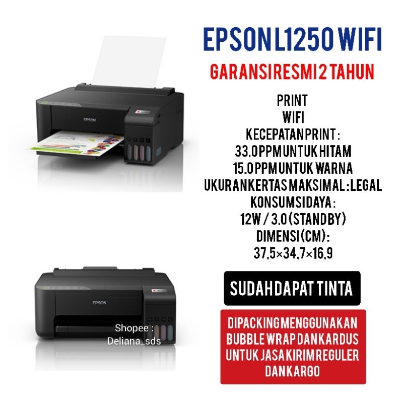 Jual Printer Epson L1250 Wifi Print Garansi Resmi 2 Tahun Printer Epson L1250 Print Printer ...