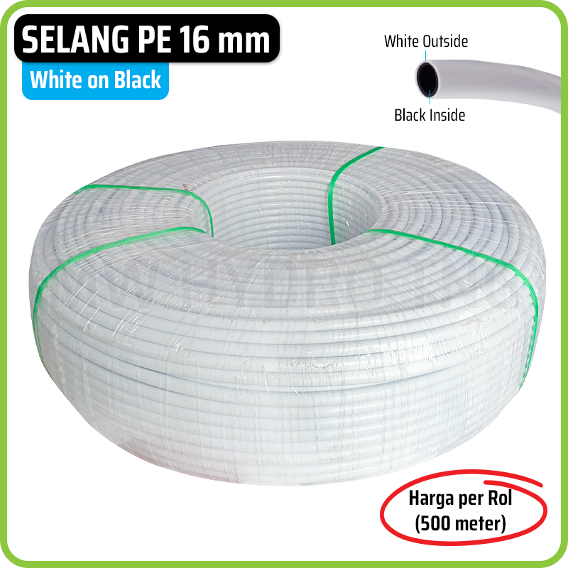 Jual 1 Rol (500 Meter) Selang PE 16 mm 2 Lapis Putih Hitam (White on ...