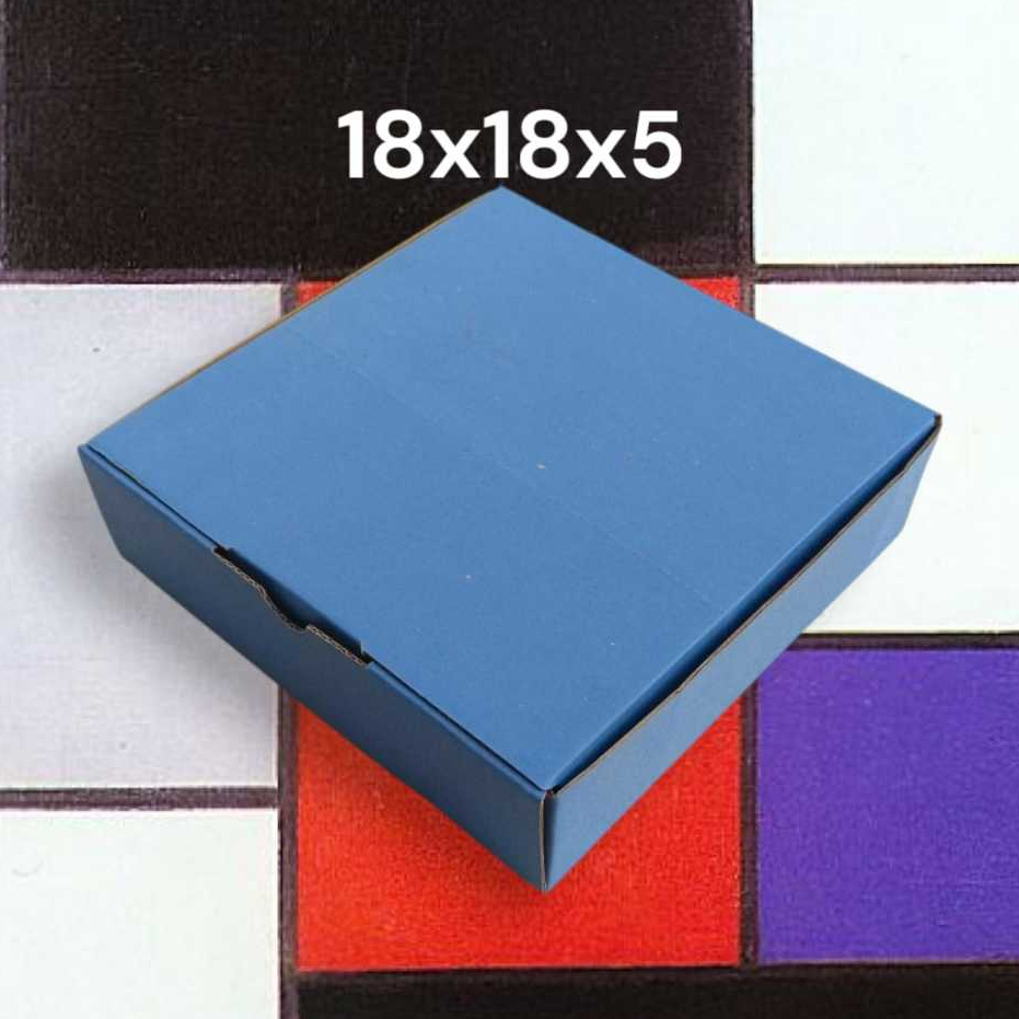 Jual Kardus Box Die Cut 18x18x5 CM Warna Biru Dus Makanan Pizza Packing ...