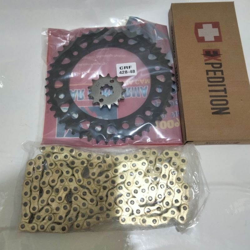 Jual gear set/gir set/gear paketan crf 150 trabas Supermoto gear vzm ...