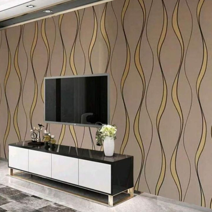 Jual Wallpaper Sticker Dinding Wave Klasik Coklat Panjang 8 Meter X ...