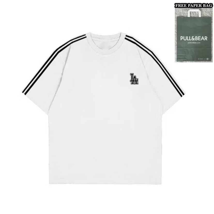 Jual { FREE PAPER BAG } T-Shirt Baju Kaos LA putih X Pull and Bear ...