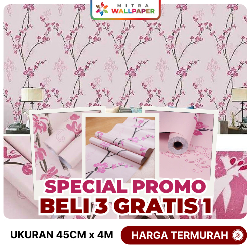 Jual PAKET PROMO Wallpaper Dinding Kamar Tidur Ruang Tamu Motif Bunga Wallpaper Dinding Bunga ...
