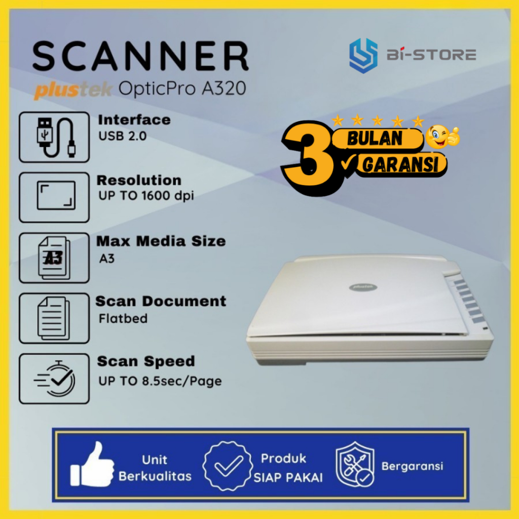Jual Scanner A3 Plustek Opticpro A320 Bisa Kertas Folio Legal F4 Dan A4 ...