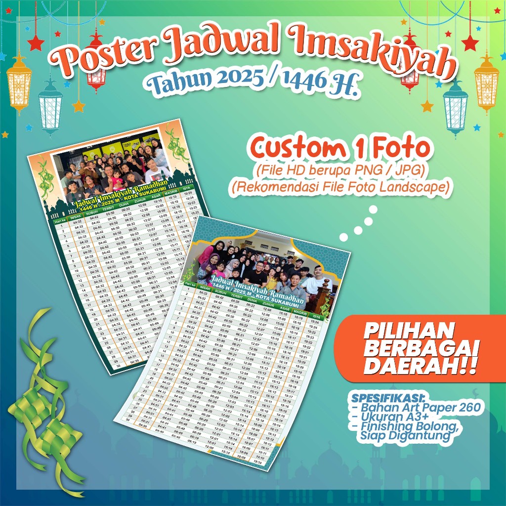 Jual POSTER JADWAL IMSAKIYAH TAHUN 2025 - POSTER JADWAL IMSAK CUSTOM ...