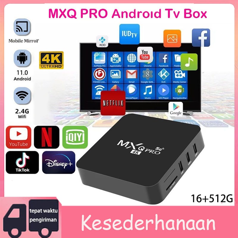 Jual Android tv box MXQ pro 4K -5G RAM 8GB ROM 128GB smart tv Box Kabel Adaptor | Shopee Indonesia