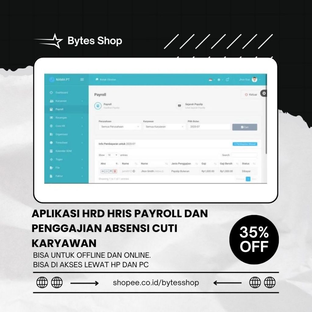 Jual Aplikasi HRD HRIS Payroll dan Penggajian Absensi Cuti karyawan ...
