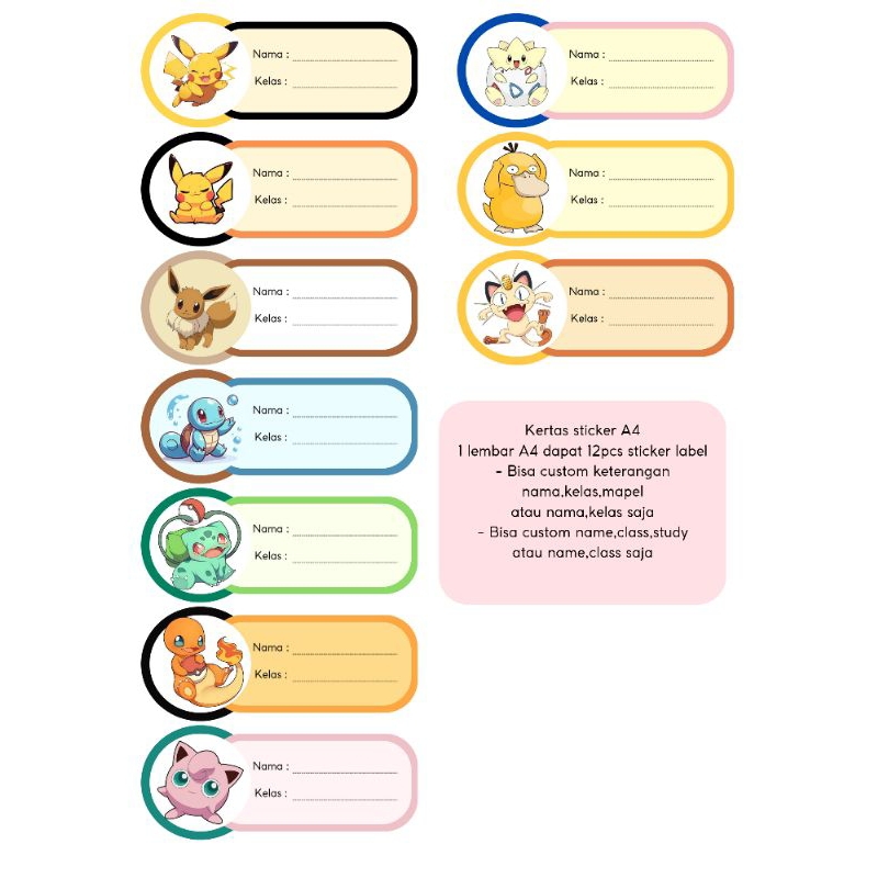 Jual Sticker label buku anak sekolah Pokemon | Shopee Indonesia