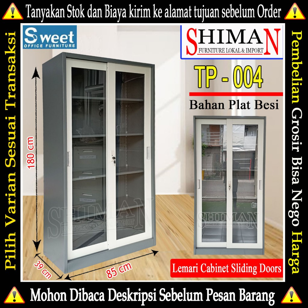 Jual TP 004 Lemari Arsip Besi | Lemari Sliding Door Kaca | Shopee Indonesia