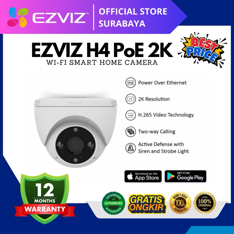 Jual Ezviz H4 PoE 2K Smart Home PoE IP Camera CCTV Outdoor | Shopee Indonesia