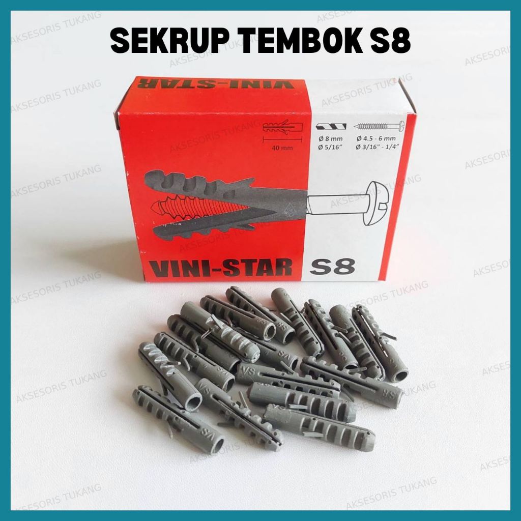 Jual Pengencang Sekrup Tembok S8 Jangkar Skrup Penahan Pengait Skrup Angkur Baut Tanam Tembok ...