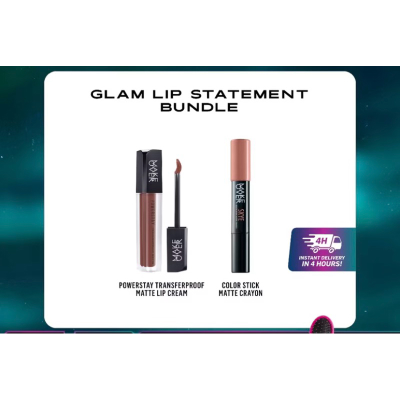 Jual MAKE OVER Glam Lip Statement|Matte-Bundle-Transferproff Matte Lip ...