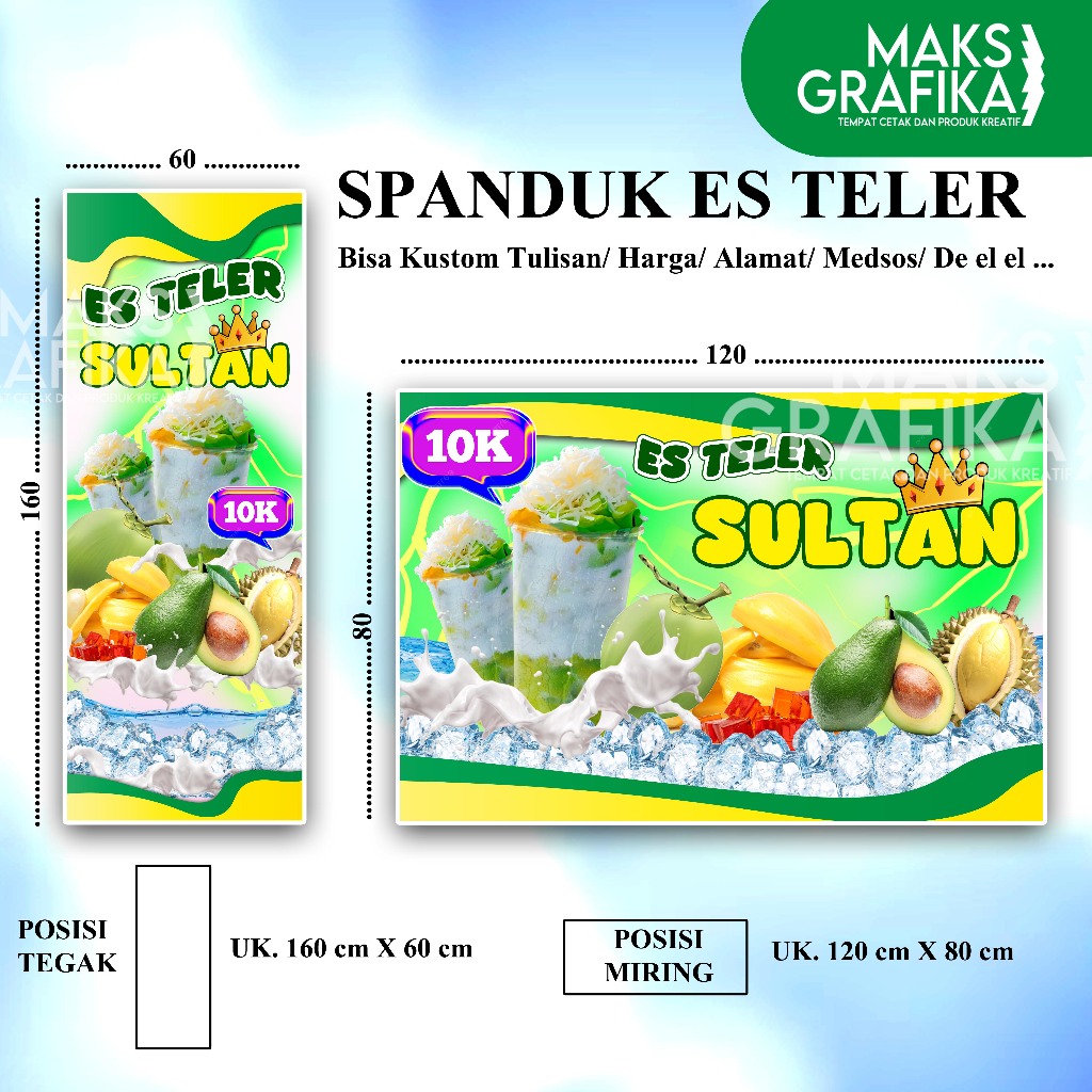 Jual BANNER ES TELER SPANDUK ES TELER ( BISA CUSTOM ) | Shopee Indonesia