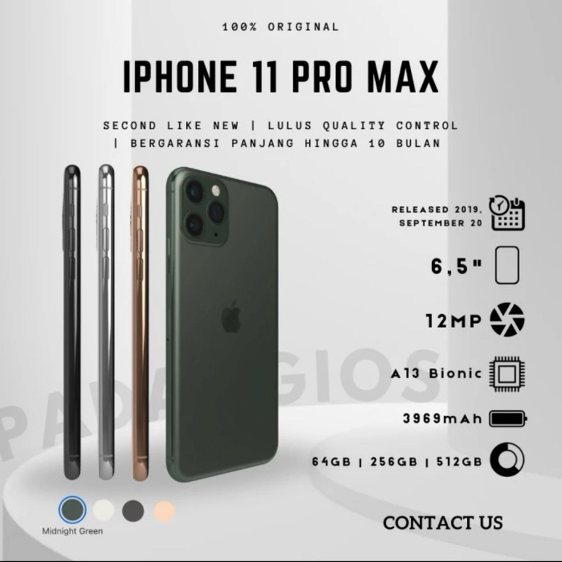Jual iPhone 11 Pro Max Second Resmi 64gb 256gb 512gb Fullset Bergaransi | Shopee Indonesia