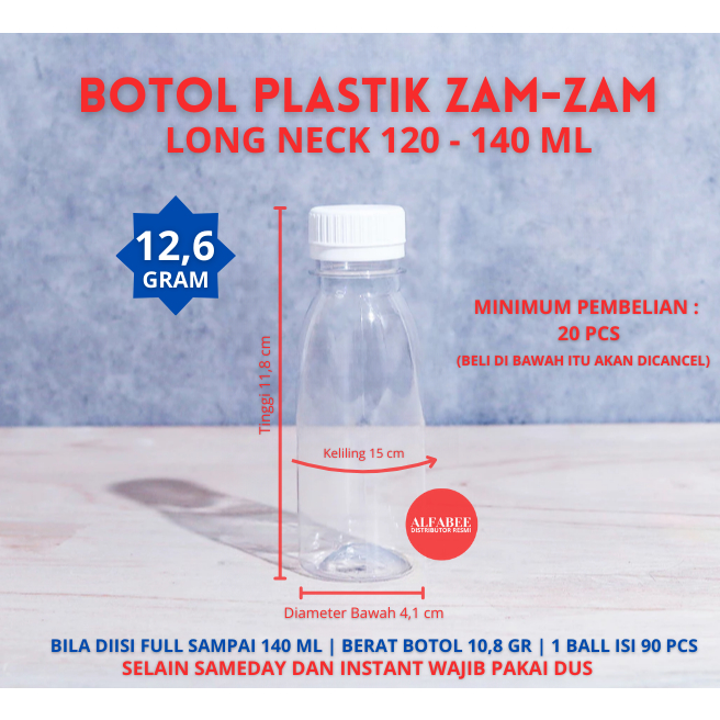 Jual BOTOL PLASTIK ZAM ZAM 120 ML - 140 ML LONG NECK 120ML - 140ML ...