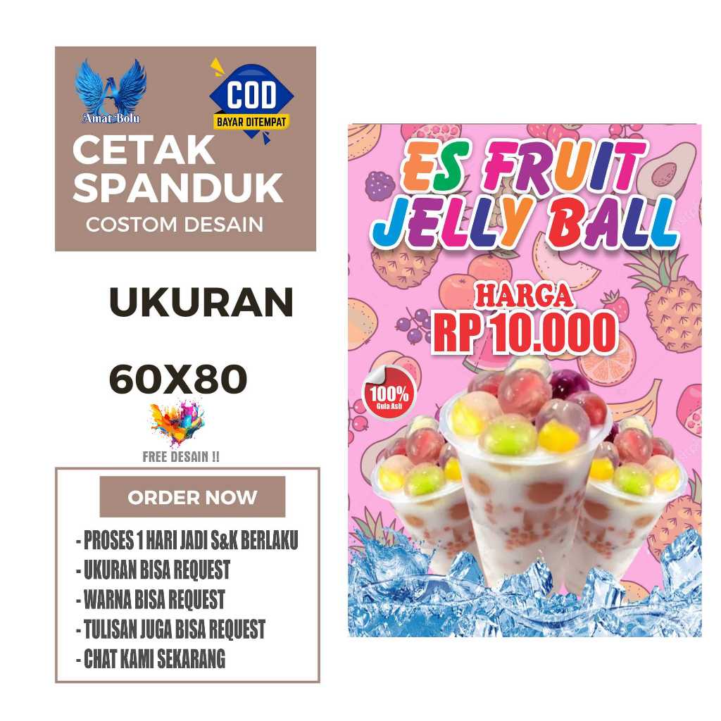 Jual Cetak Spanduk Banner Es Fruit Jelly Ball Costom Desain | Shopee ...